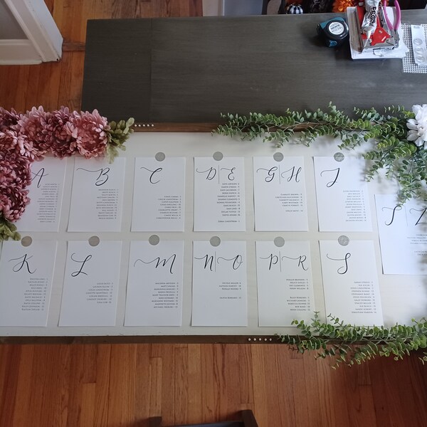 5x7 Alphabetical Seating Chart Template, Table Seating Chart Printable ...