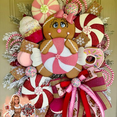 Gingerbread Wreath Attachment, Christmas Wreath Attachment, Gingerbread ...