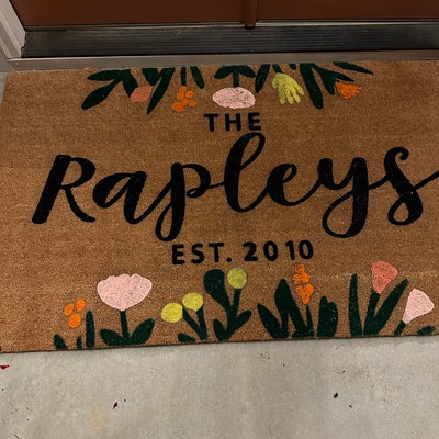 Custom Address Doormat, Flocked Coir Door Mat, Outdoor Welcome Mat ...
