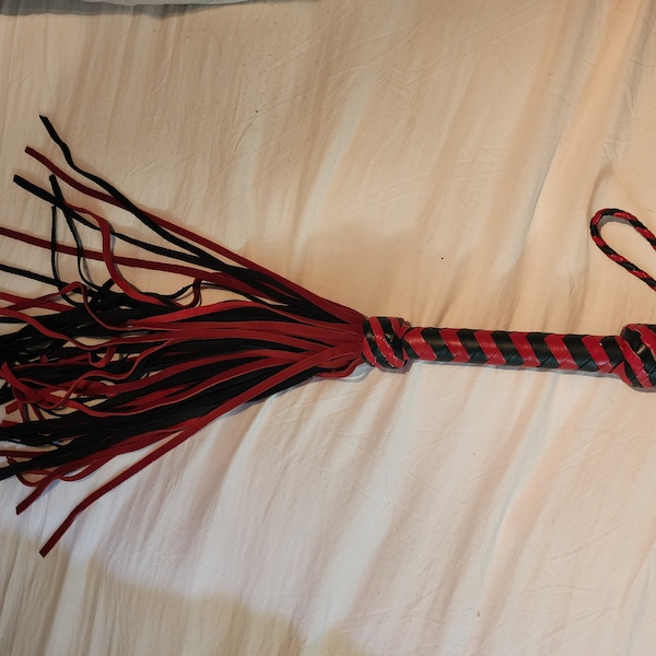 50 Falls Real Genuine Cowhide Suede Leather Flogger Red & Black Heavy ...