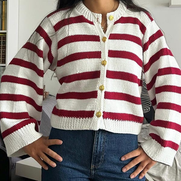 Striped Cardigan Knitting Pattern - Etsy