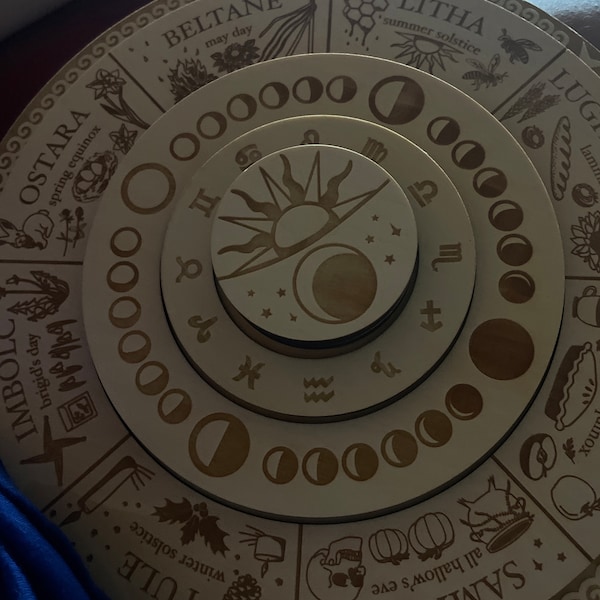 Pagan Wheel of the Year Calendar Black Goth Wiccan Neo Pagan Sabbats ...