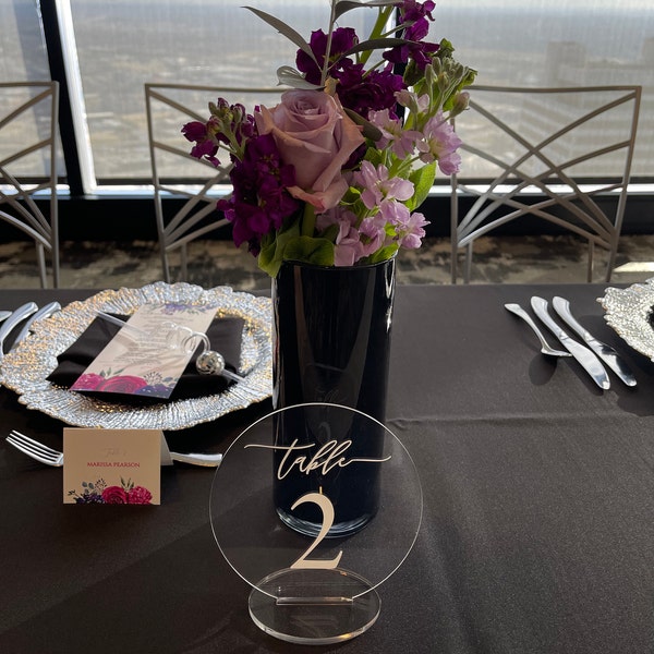 Round Table Numbers With Stand Custom Paint Brush Style Background or ...