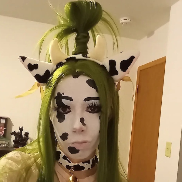 Cow Print Bell Collar / Pink Cow Bell Necklace / Brown Cow Bell Choker ...