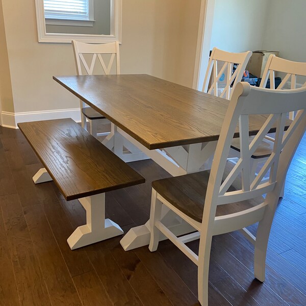 HUNTER Custom Rustic Trestle Farmhouse Table | Rustic Truss Farm House ...