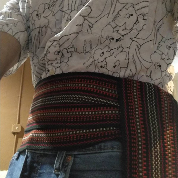 Extra Wide Cossack Woven Sash Belt 4" Black and Red Hand Crafted ...
