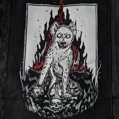Hyena Patch Pope, King and Cop Skulls With Flames Black, White and Red ...