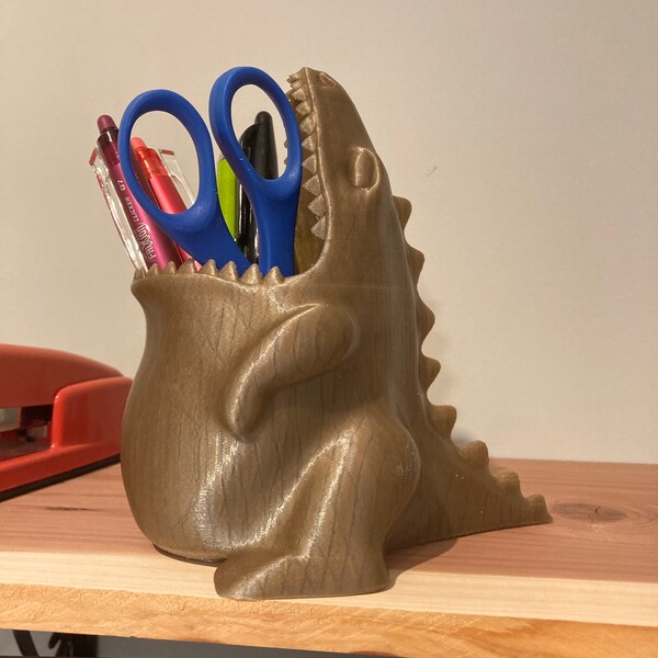 3D Printed Dino Pencil Holder - Etsy