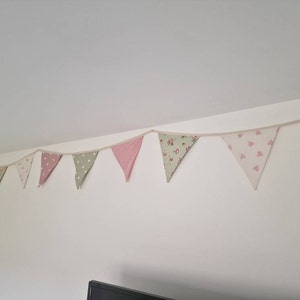 Grey and Pink Handmade Mini Bunting, Cottage, Nursery, Wedding, Gift ...