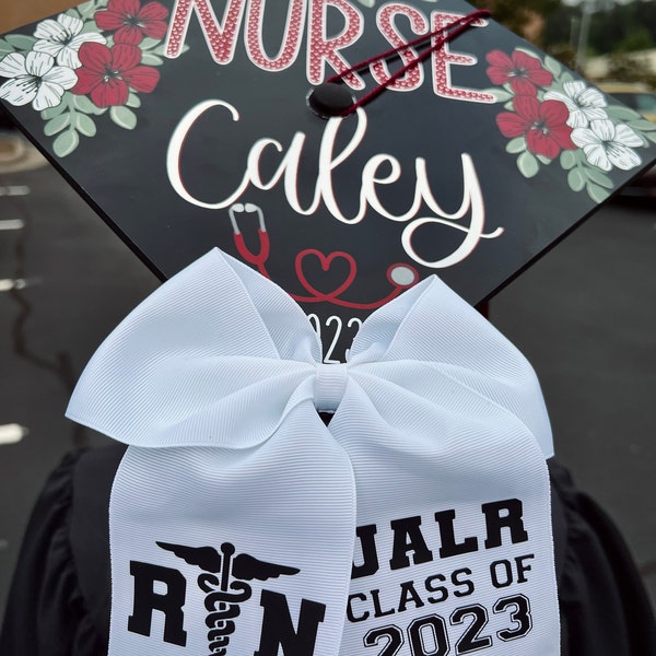 Custom "cherry Blossom Bsn" Graduation Cap Topper, Nursing Graduation ...