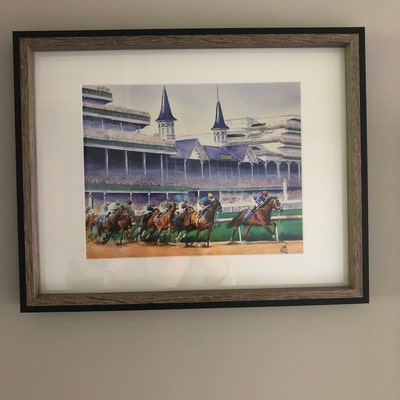 The Kentucky Derby at Churchill Downs First Turn Horse Racing Art Print ...