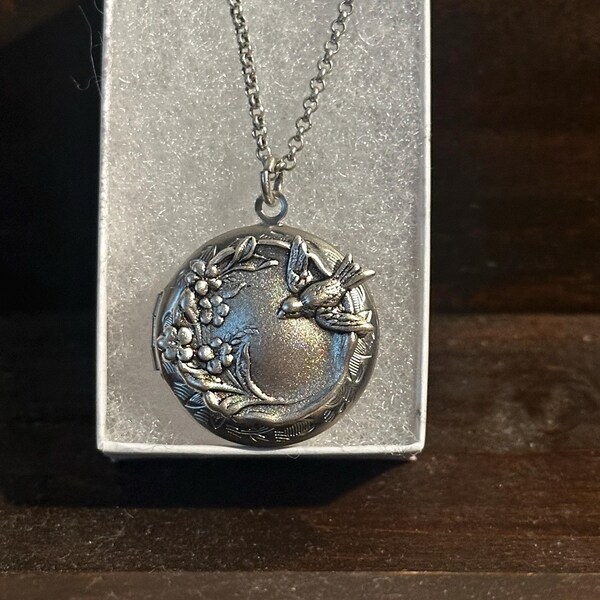 Silver Bird Locket Girlfriend Gift Unisex Jewelry Bird Watcher Gift ...