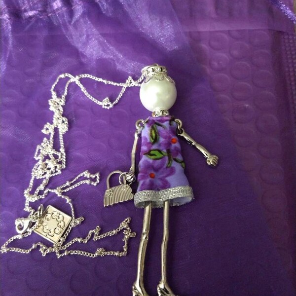 French Doll Necklace, Paris Doll Pendant, Pretty in Pink, Ellie's Belle ...
