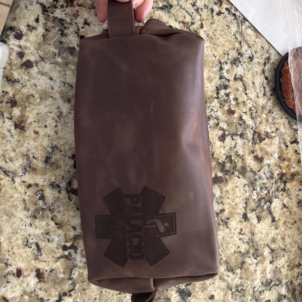 Soccer Dopp Kit, Personalized Leather Toiletry Bag for Soccer Player ...