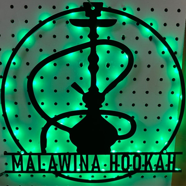 Custom Shisha Hookah Metal Wall Art LED Light |personalized Smoke Shop ...