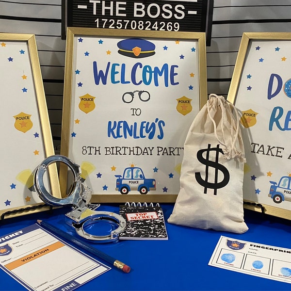 Cop Party Table Sign Police Officer Party Sign Police Station Party ...