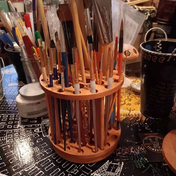 Rotating Paint Brush Holder Set, Handmade Paintbrush Holders - Etsy