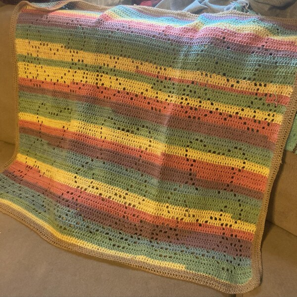 Filet Crochet Blanket Pattern | Cancer Awareness Ribbon Blanket ...