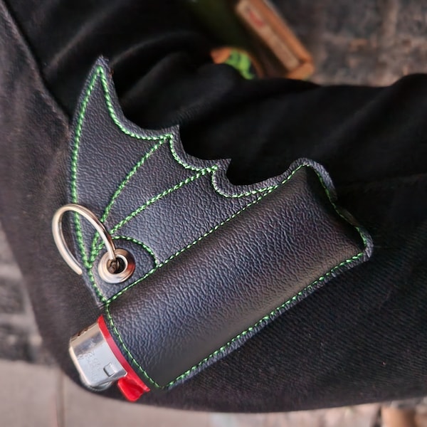 Bat Crazy Vegan Vinyl Faux Leather Black Demon Wing Lighter Case ...