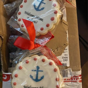 Anchor Cookies, Personalized 3.75 Sized, Bowed Ships 8/30/24 or Will ...