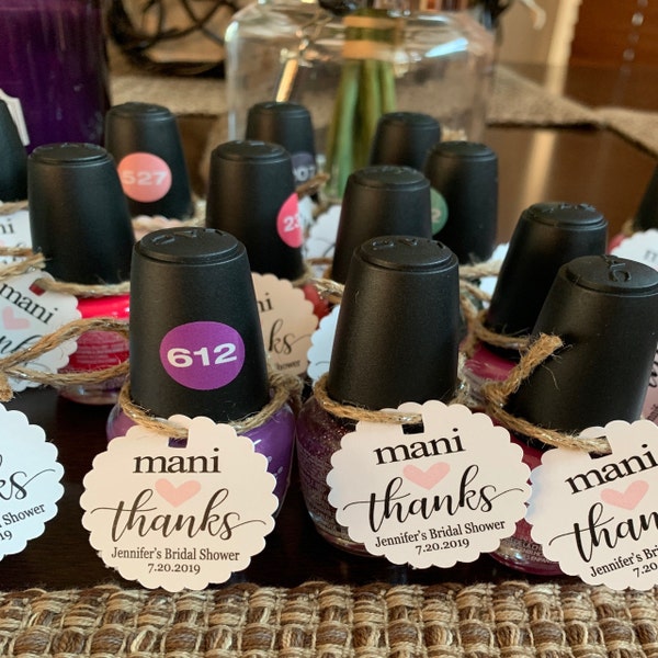 Mani Favor Tags, Mani Thanks, Nail Polish Gift Tags, Thank You Favor ...