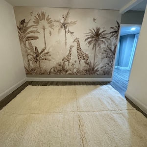 Two Giraffe in the Jungle With Animals Wallpaper Tropical Wallposter ...