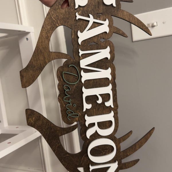 Deer Antler Name Sign for Nursery Wall Decor Hunting Themed Namesake ...