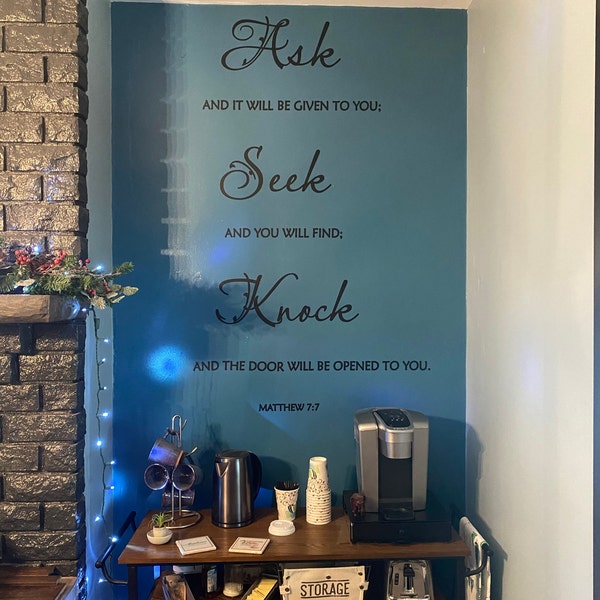 Ask Seek Knock Wall Decal Sign / Matthew 7:7 Decal Sticker / Christian ...