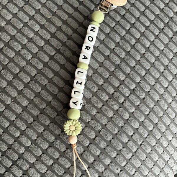 DAISY, RAINBOW Personalised Dummy Clip, Pacifier Clip,silicone Dummy ...