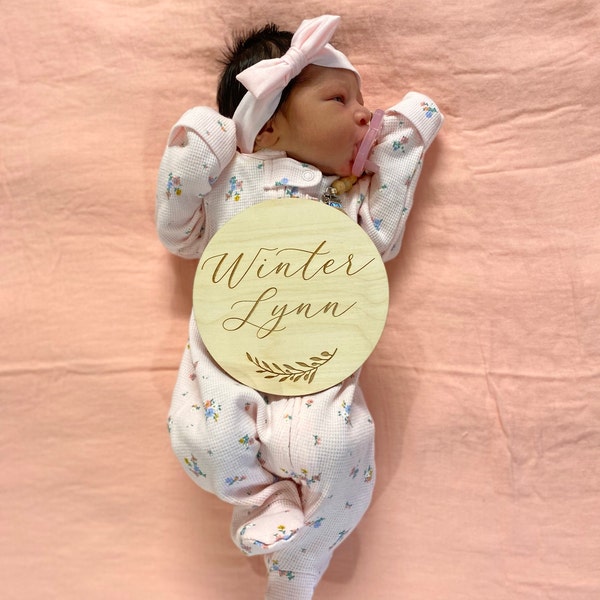 Birth Announcement Sign / Engraved Wooden Name Sign / Baby Name Plaque ...