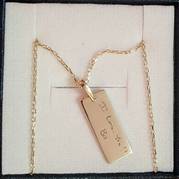 14K Solid Gold Handwriting Necklace - Personalized Jewelry Necklace ...
