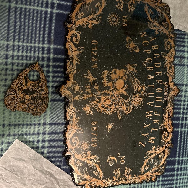 Floral Skull Spirit Board With Planchette Heirloom White | Divination ...