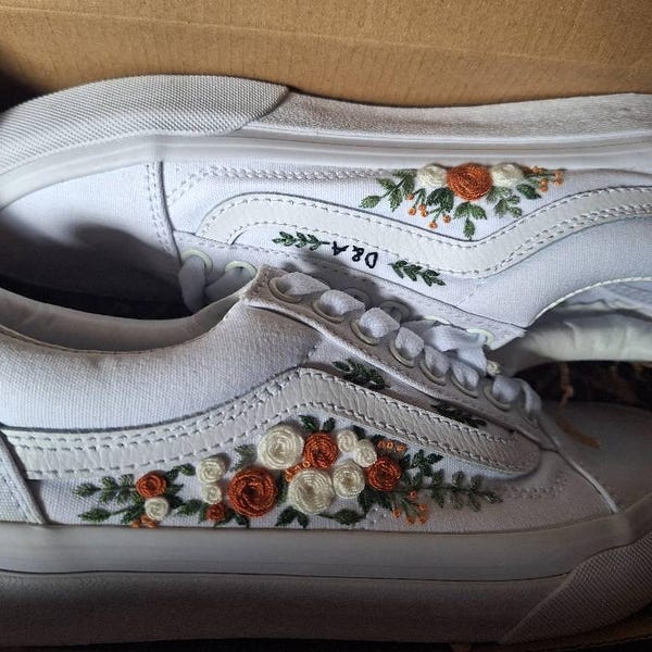 Embroidered Vans Slip On, Custom Vans Embroidery Mushrooms, Ghost ...