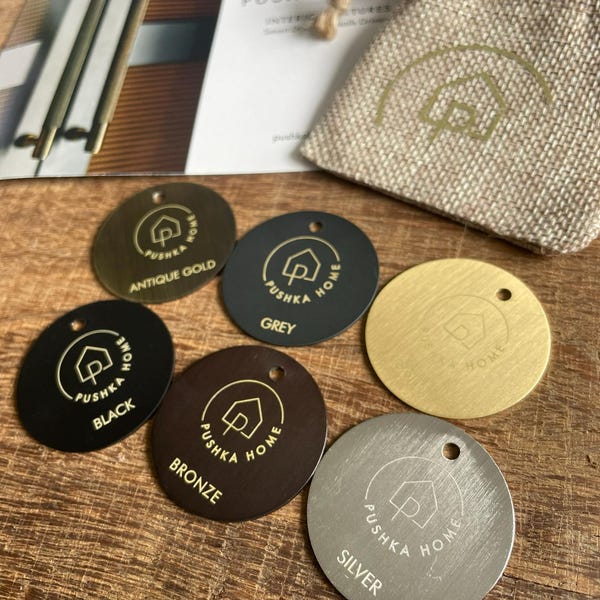 Brass Sample Disc Swatches in Antique Gold, Silver, Matte Black ...