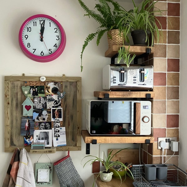 Extra Deep Handmade Rustic Shelf With Black Down Brackets (31cm Depth ...