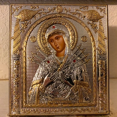 Virgin Mary Three-handed Silver Christian Orthodox Icon / - Etsy