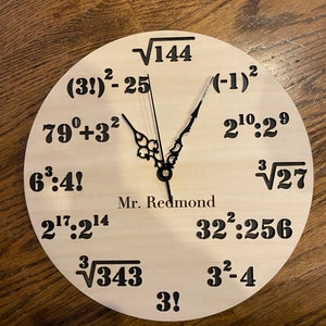 CUSTOM Math Clock Engraved Math Gift With Name or Phrase of Your Choice ...