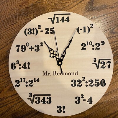 CUSTOM Math Clock Engraved Math Gift With Name or Phrase of Your Choice ...