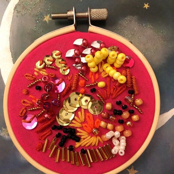 VIBRATION Embroidery Hoop Art | Hand Embroidered Art | Crystal Art ...