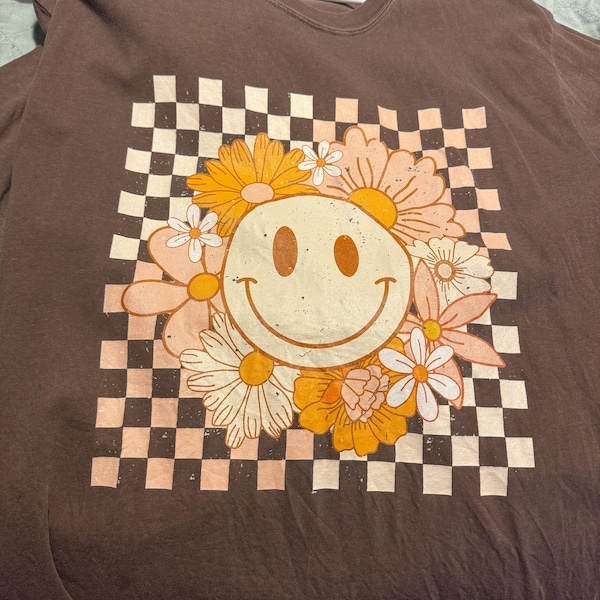 Kids Smiley Face Shirt, Girls Smile Face Retro Graphic Tee, Boho ...