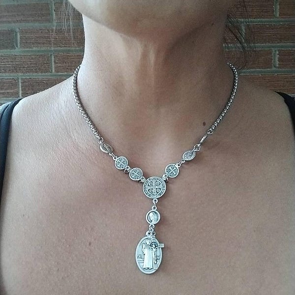 Catholic Necklace St Benedict Medals Guardian Angel St Michael Virgin ...