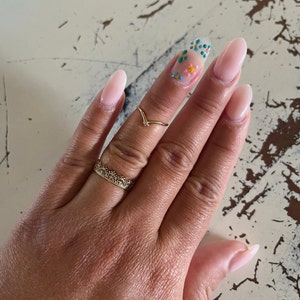 14K Gold swoop Ring, Diamond Ring, Diamond Chevron Ring, V Ring, Curved ...