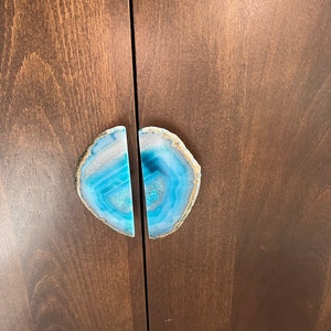 Medium Agate Slice Drawer Pulls Knobs 18K Gold Silver and Copper Leaf Edge NEW COLLECTION Custom ...