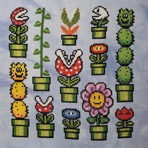 Super Mario - Flowers Sampler - Retro Video Game Super Mario - Cross ...