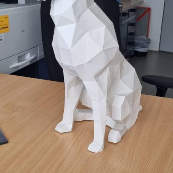 Doberman Sit Papercraft, Dog Low Poly, Papercraft, Papercraft 3d, PDF ...
