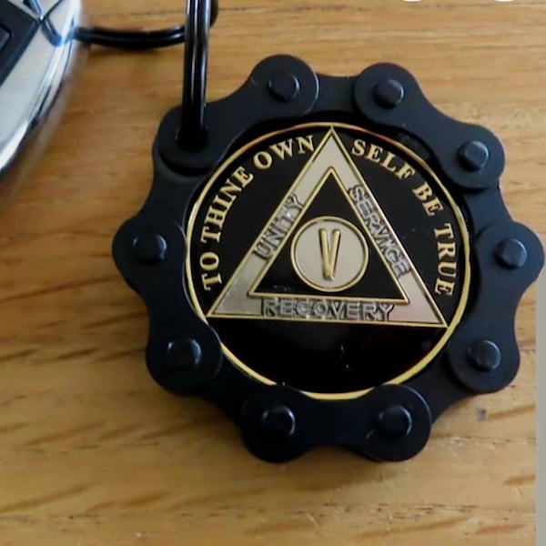Display Your AA Chip Keychain Crafted Bicycle Chain Alcoholics ...