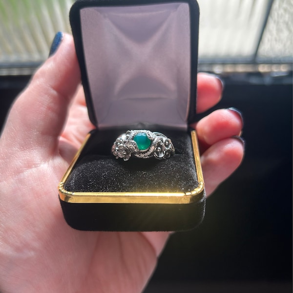 Garnet Snake and Flower Ring, Nature Inspired Ring, Magical Garden Ring ...