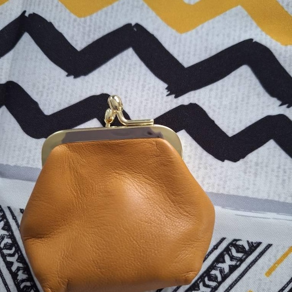 Large Retro Coin Purse With Gold Click-clack Clasp - Vintage Genuine ...