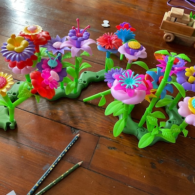 Flower Building Toy Set, Stacking for Toddlers, Colorful Garden Game ...