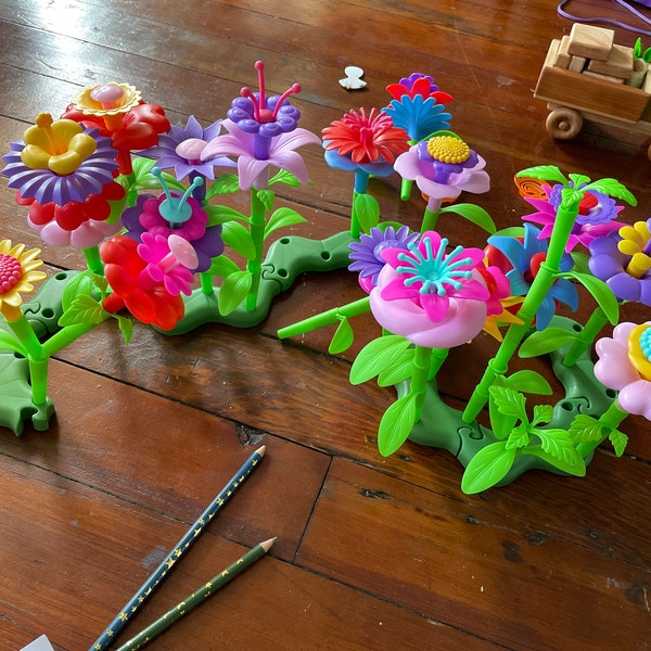 Flower Building Toy Set, Stacking for Toddlers, Colorful Garden Game ...